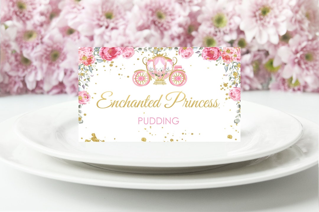 Editable Princess Carriage Food Labels Tent Card Food Card Table Tent ...