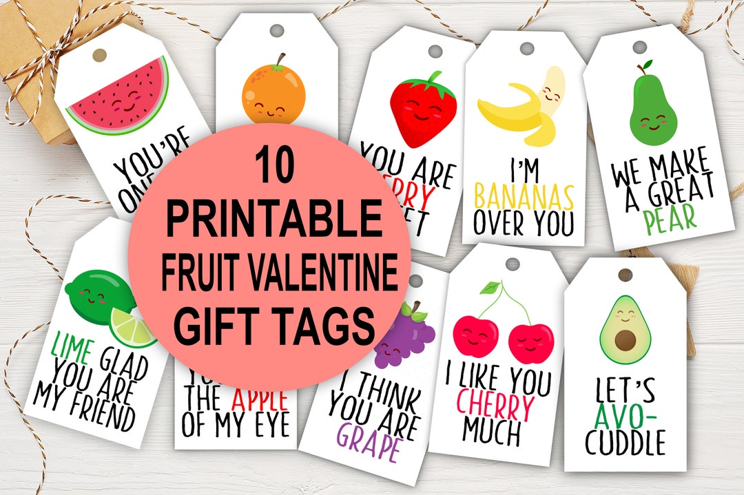 Valentine Gift Tags, Funny Fruit Valentine Gift Tags,galentine's Day ...