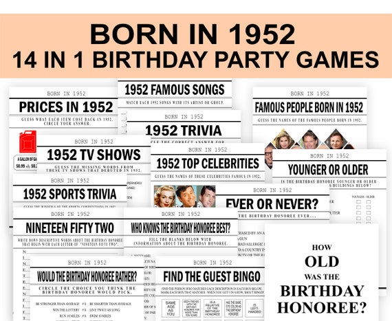 Party Supplies Party Favors & Games Party Games Printable Games 1952 ...