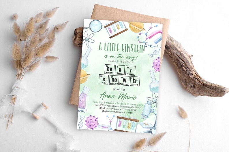 Science Baby Shower Invitation: Green Laboratory Theme (editable Corjl ...