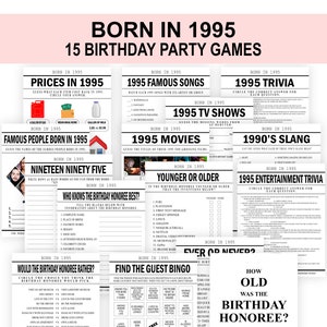 30th Birthday Party Games Born in 1995 Birthday Games Bundle 1995 Songs ...