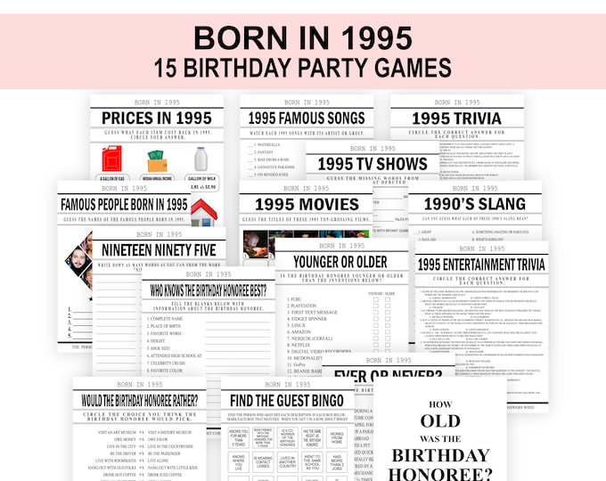 30th Birthday Games Bundle for Her Born in 1995 30th Birthday Party ...