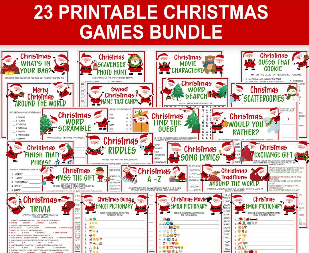 Christmas Game Bundle PRINTABLE Christmas Party Games Holiday Christmas ...