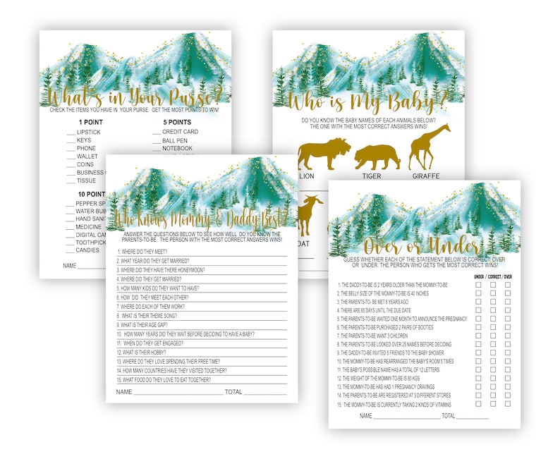 Mountain Theme Baby Shower Game Bundle Baby Shower Mountain - Etsy