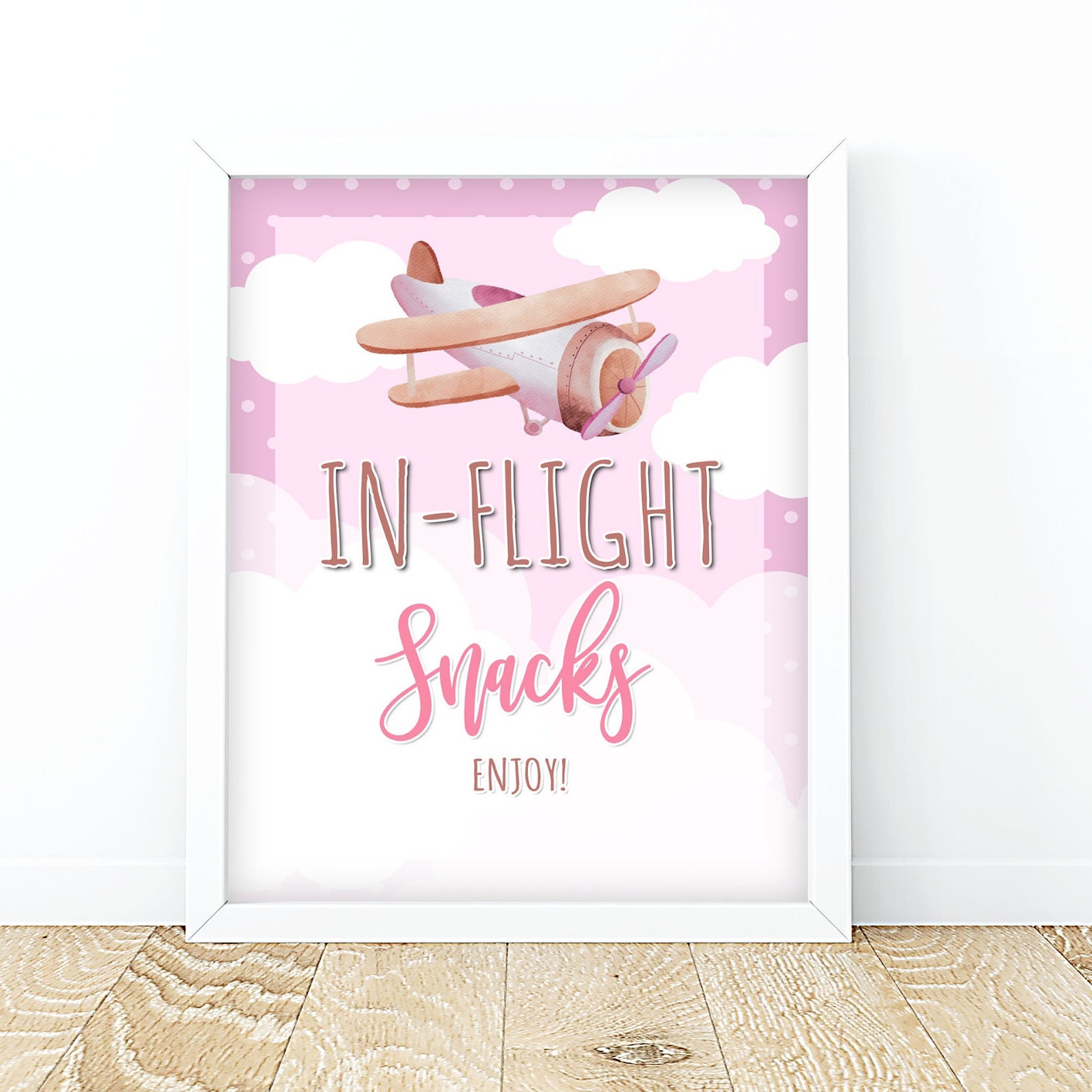 In-flight Snacks Sign Baby Shower Sign Birthday Airplane Pink - Etsy