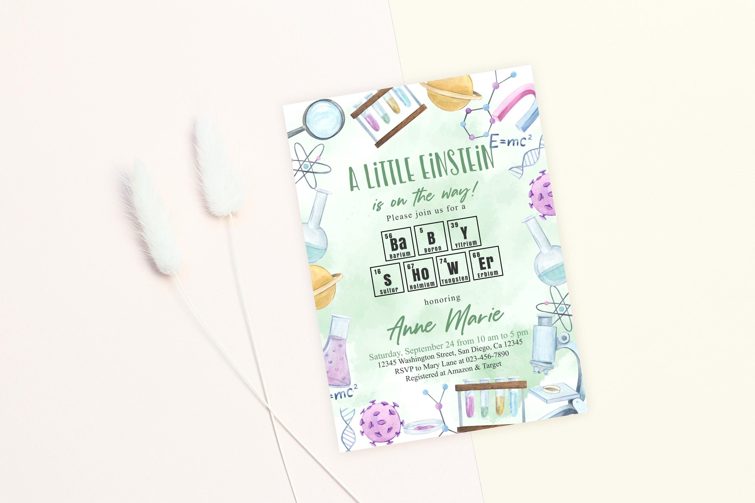 Science Baby Shower Invitation: Green Laboratory Theme (editable Corjl ...