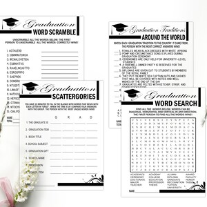 Black White Graduation Party Game Bundle Pack Printable, Who Knows the ...