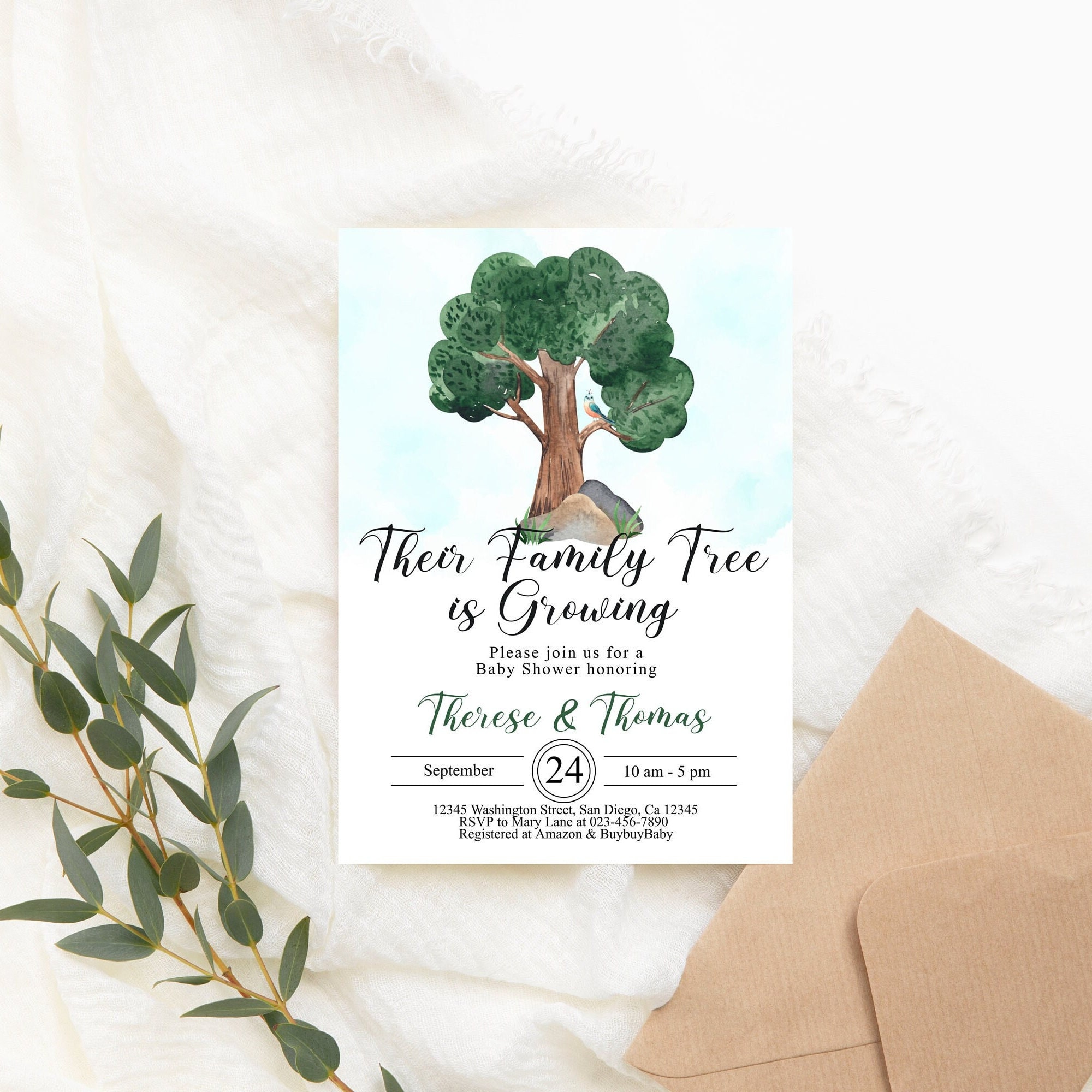Editable Tree Baby Shower Invitation Tree Baby Shower Invite Green ...