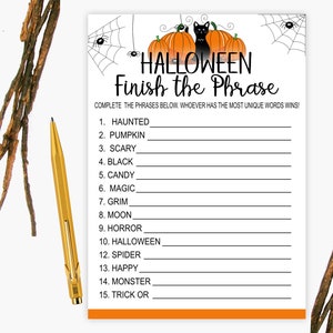 Halloween Party Game Finish the Phrase, Halloween Finish the Phrase ...