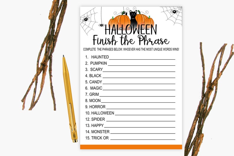 Halloween Party Game Finish the Phrase Halloween Finish the - Etsy
