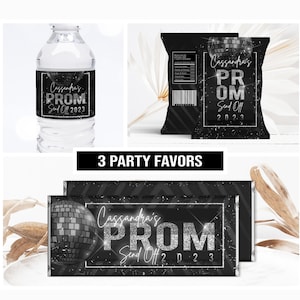Editable Prom Send off Silver Black Party Favors Bundle, Prom Silver ...