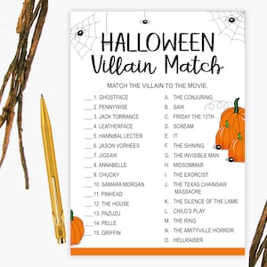 Halloween Villain Match Game, Halloween Party Night Game, Halloween Fun ...