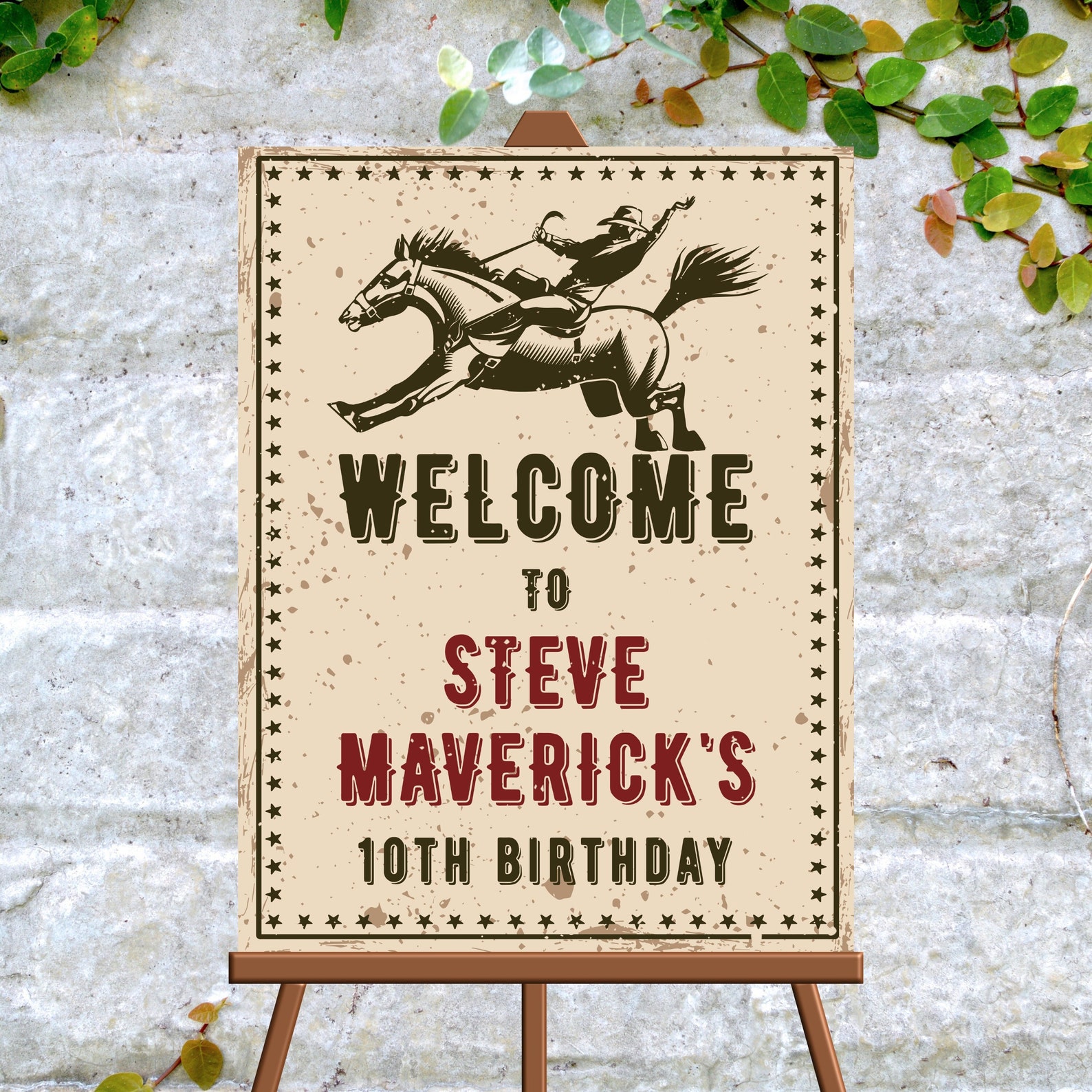 Editable Rodeo Birthday Welcome Sign PRINTABLE Horse Rustic | Etsy