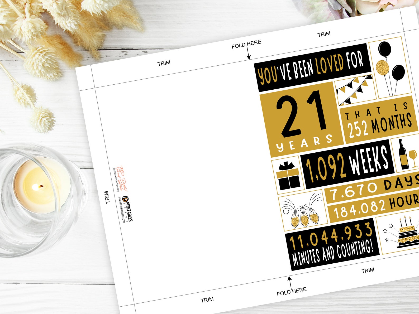 21st Birthday Card, Printable 21st Birthday Card, Greeting Card , Loved ...