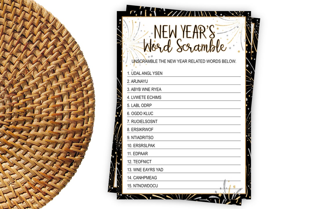 New Year's Eve Word Scramble Game, Word Scramble Game New Year, New ...