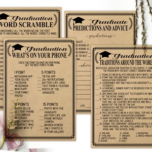 Rustic Kraft Graduation Games Bundle, Graduation College High School ...