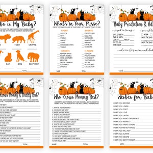 Halloween Pumpkin Baby Shower Games Bundle, Halloween Pumpkin Cat ...