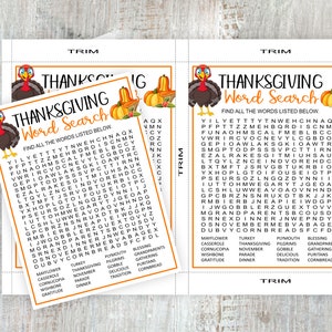 Thanksgiving Word Search Game, Thanksgiving Game, Thanksgiving Fun ...