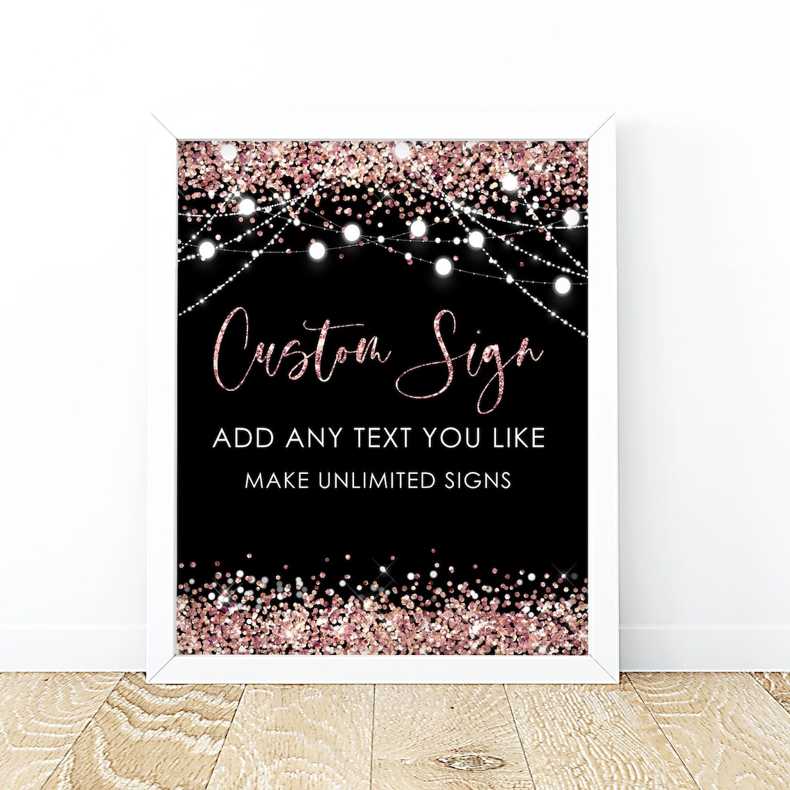 Editable Rose Gold Glitter Black Custom Sign PRINTABLE Rose - Etsy