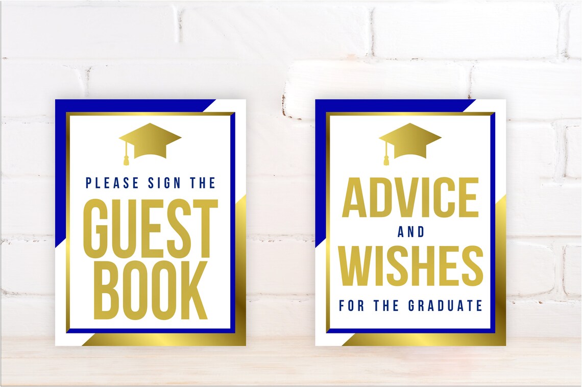 Blue & Gold Graduation Party Signs Bundle (digital Download) - Etsy