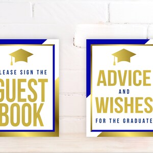 Blue & Gold Graduation Party Signs Bundle (digital Download) - Etsy