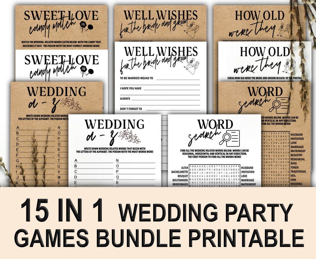 Kraft Wedding Game, Bundle Pack ,printable, Digital Download, Wedding ...