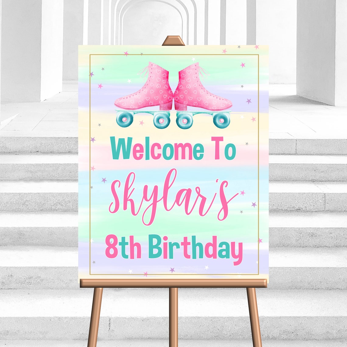 Editable Roller Skates Welcome Sign Party Skating Birthday - Etsy