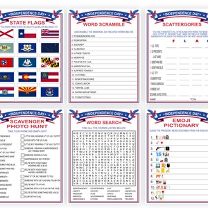 Independence Day Games Bundle, Fourth of July, Fun 4th of July Games ...