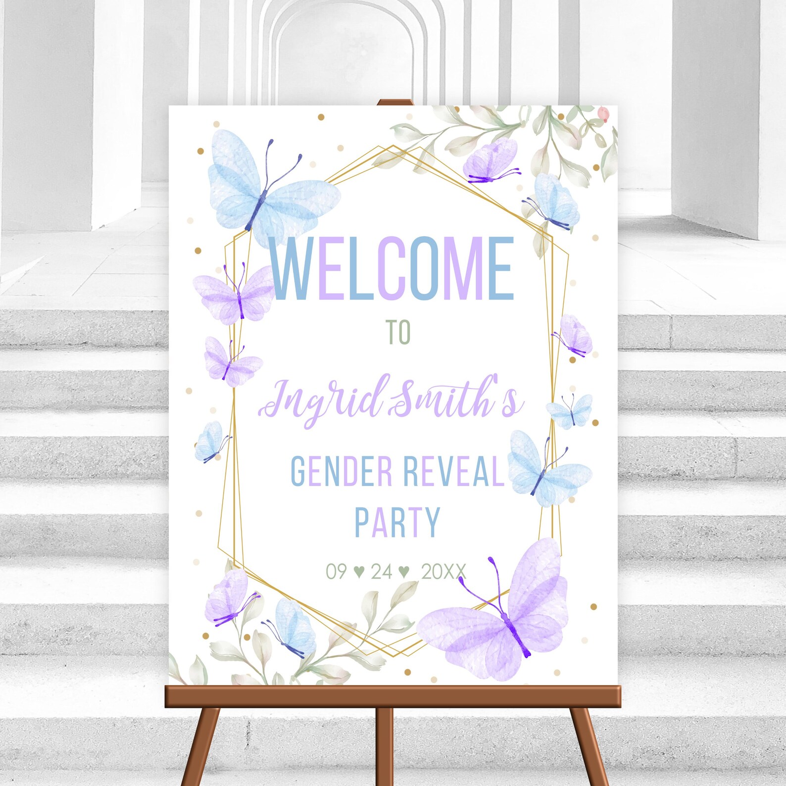 Editable Butterfly Welcome Sign Blue Purple Welcome Sign - Etsy