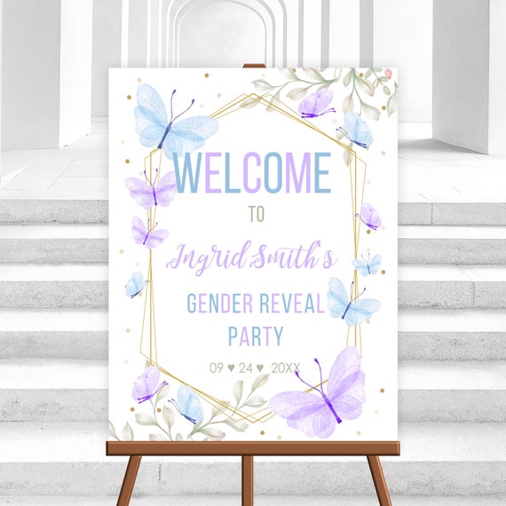 Editable Butterfly Welcome Sign Blue Purple Welcome Sign | Etsy