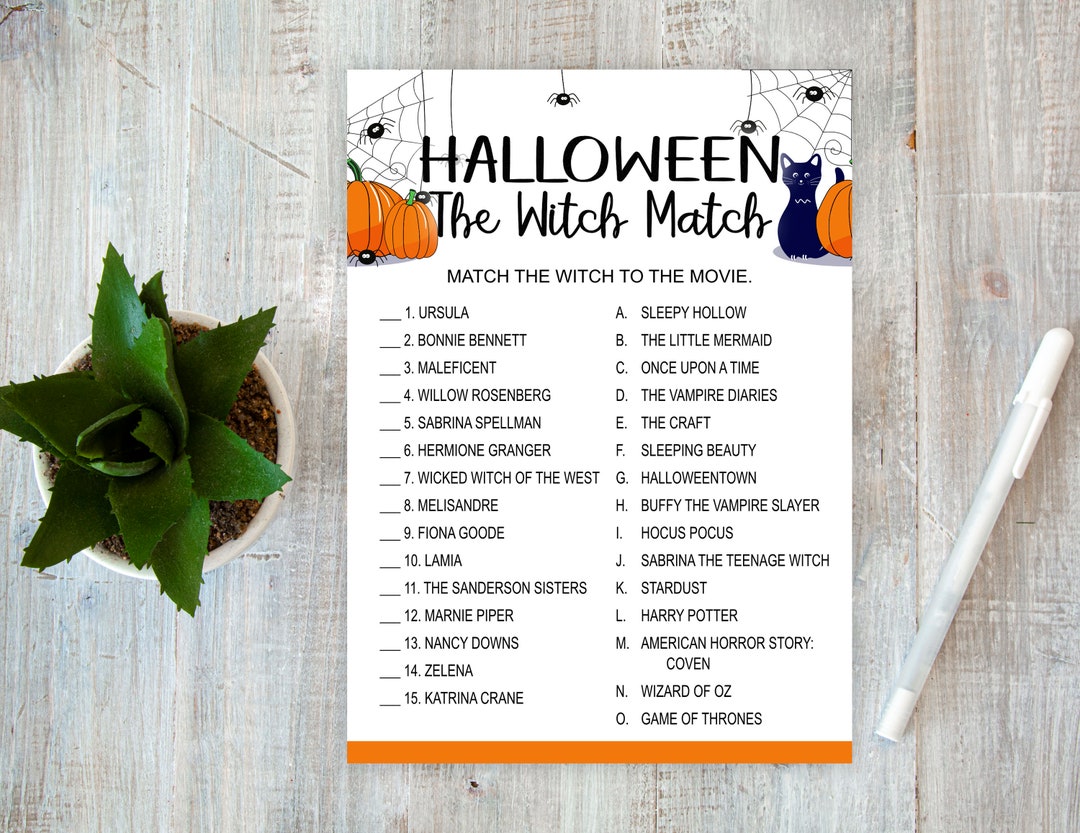 Halloween the Witch Match, Halloween Party Game, Halloween Fun Party ...