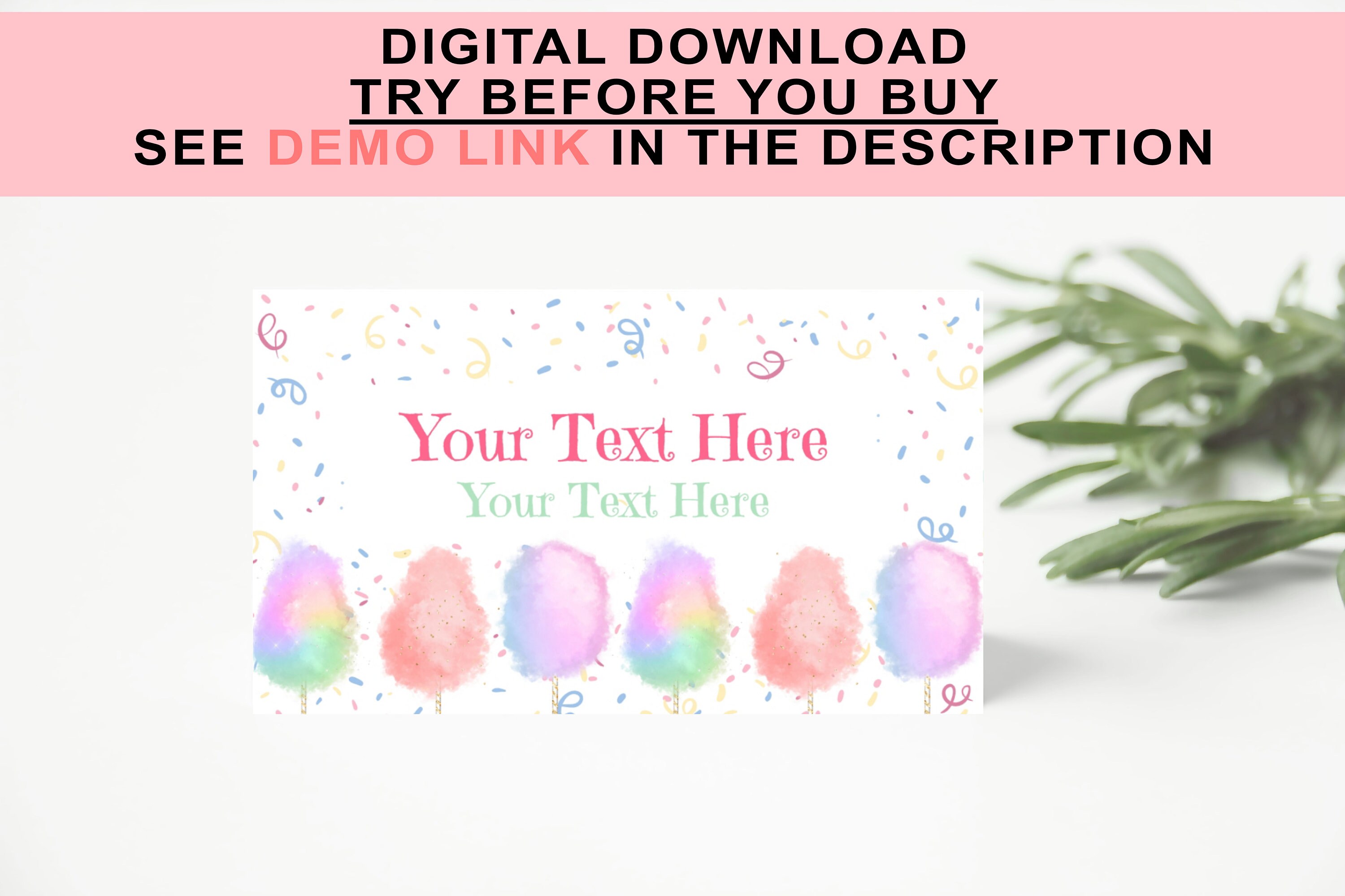 Editable Cotton Candy Food Labels Tent Card Food Card Table - Etsy