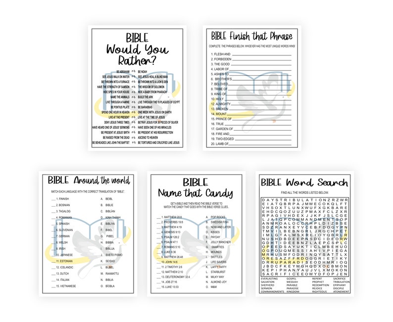 Bible Games Bundle Bible Study Games Bible Trivia Bible - Etsy