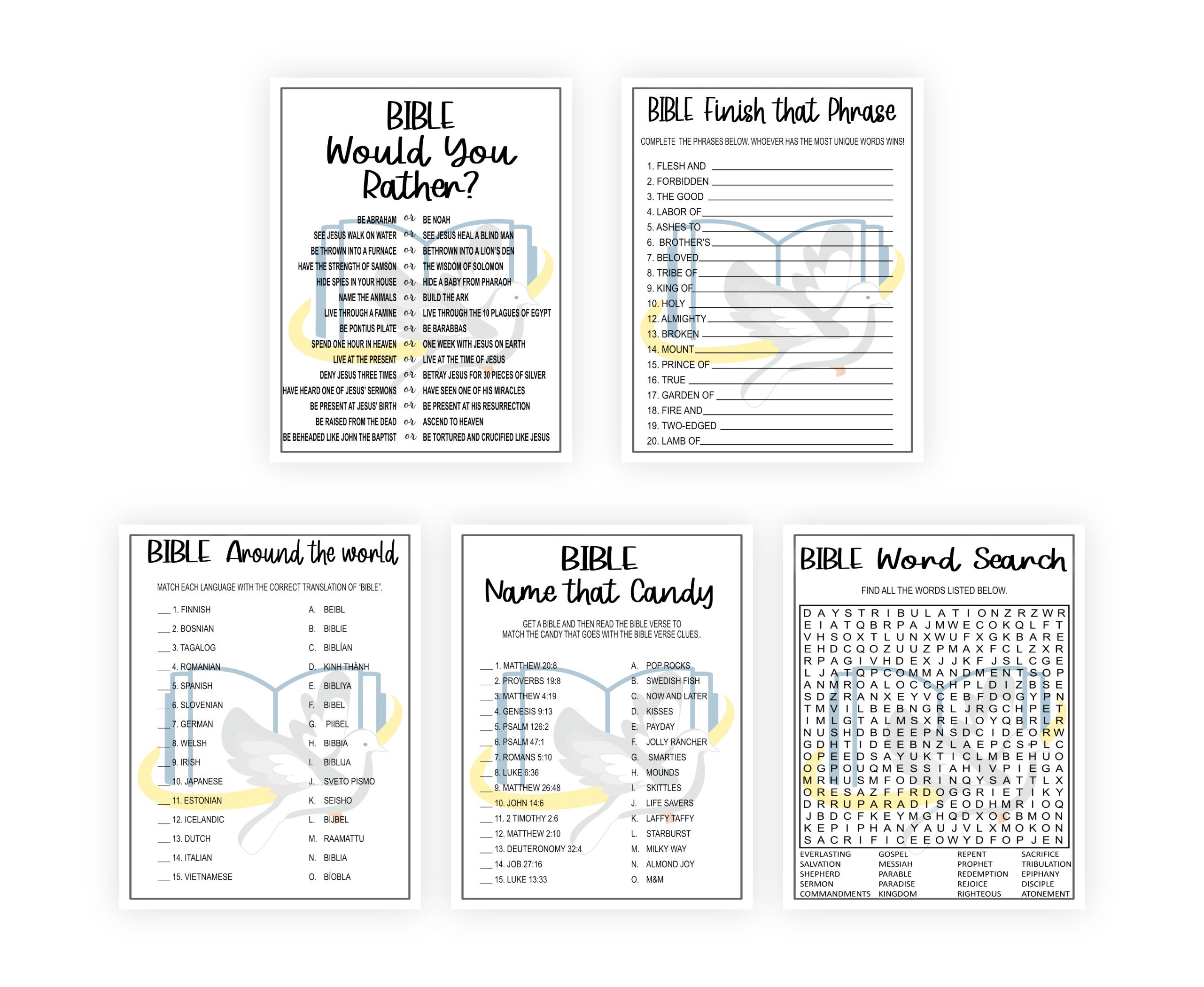 Bible Games Bundle Bible Study Games Bible Trivia Bible - Etsy