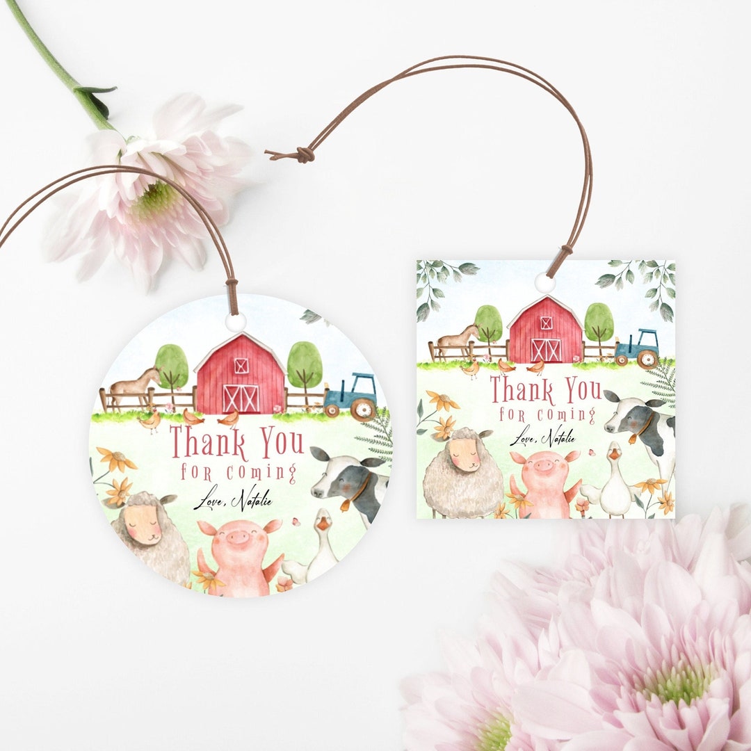 Editable Farm Thank You Favor Tags Baby Shower Farm Animals Birthday ...