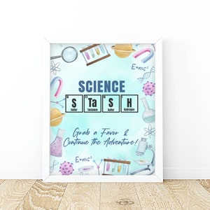 Science Favor Sign Blue Science Party Baby Shower Birthday Party Table ...
