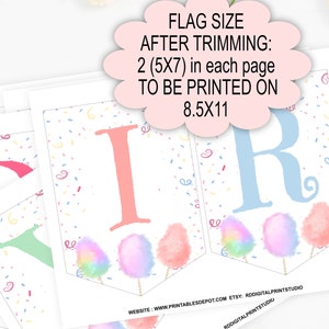 Cotton Candy Happy Birthday Banner Sign Birthday Flag Garland Cotton ...