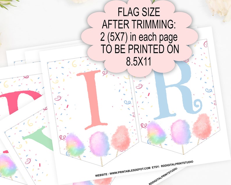 Cotton Candy Happy Birthday Banner Sign Birthday Flag Garland - Etsy