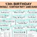 13th Birthday Party Games for Girls Thirteenth Birthday Game - Etsy Canada