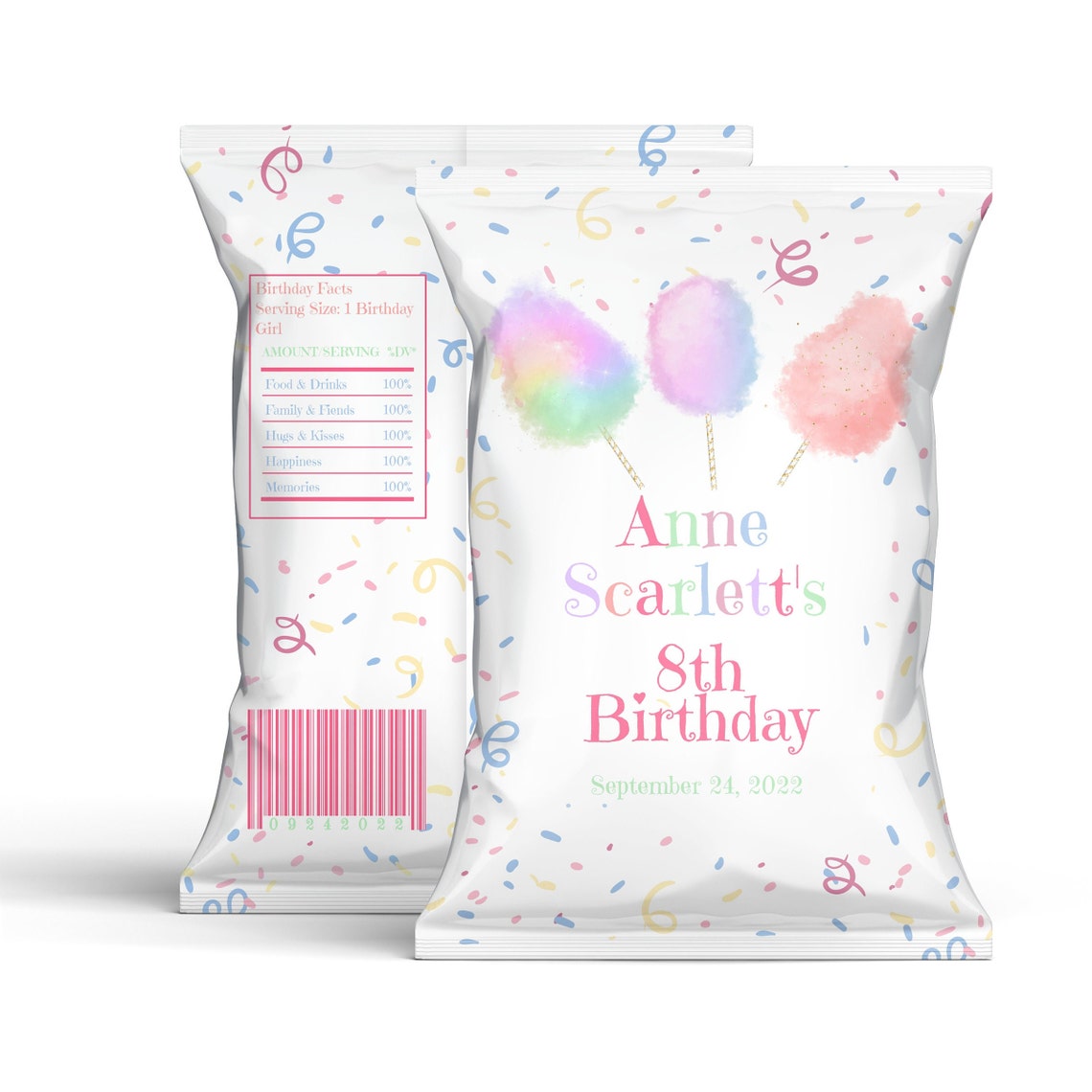 Editable Cotton Candy Chip Bag Label PRINTABLE Cotton Candy - Etsy UK
