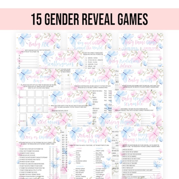 Gender Reveal Games Printable - Etsy