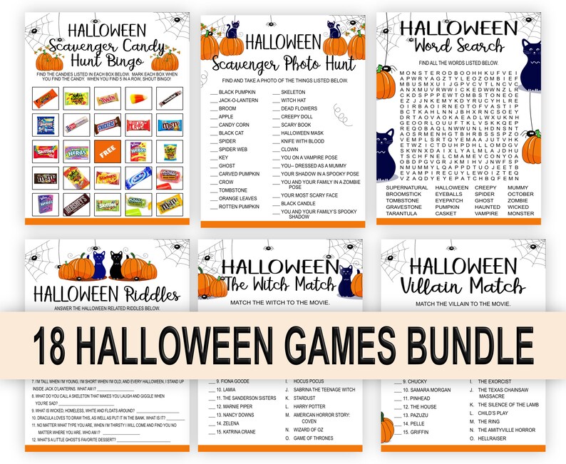 Printable Halloween Games Bundle Halloween Games for Adults | Etsy
