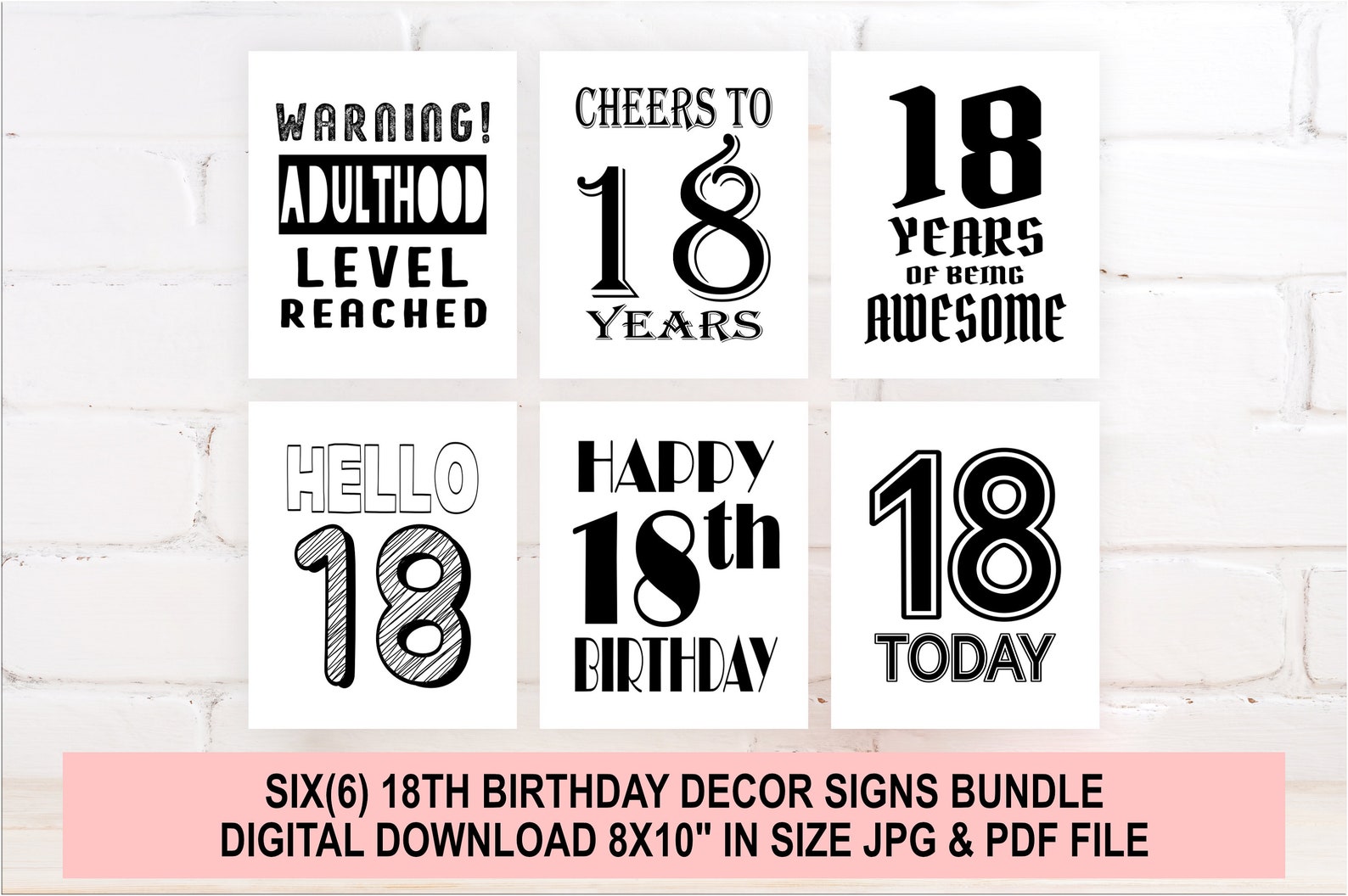 18th Birthday Signs Decor Bundle Birthday Party | Etsy