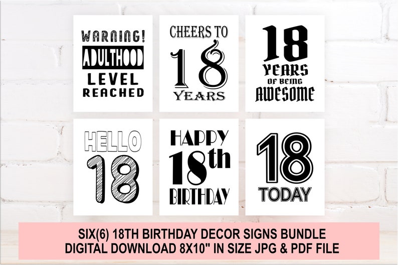 18th Birthday Signs Decor Bundle Birthday Party | Etsy