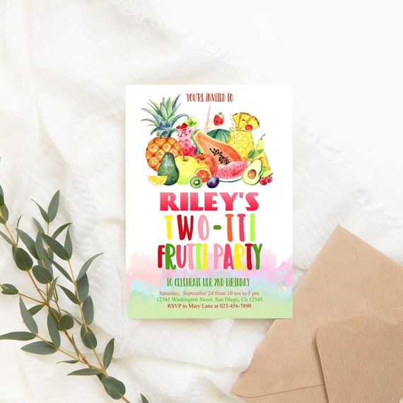 Editable Fruits Birthday Invitation Fruit Birthday Invite | Etsy