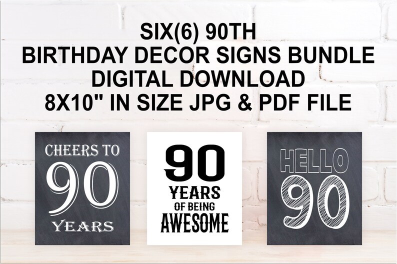 90th Birthday Signs Bundle Birthday Party Decorations 90th - Etsy UK