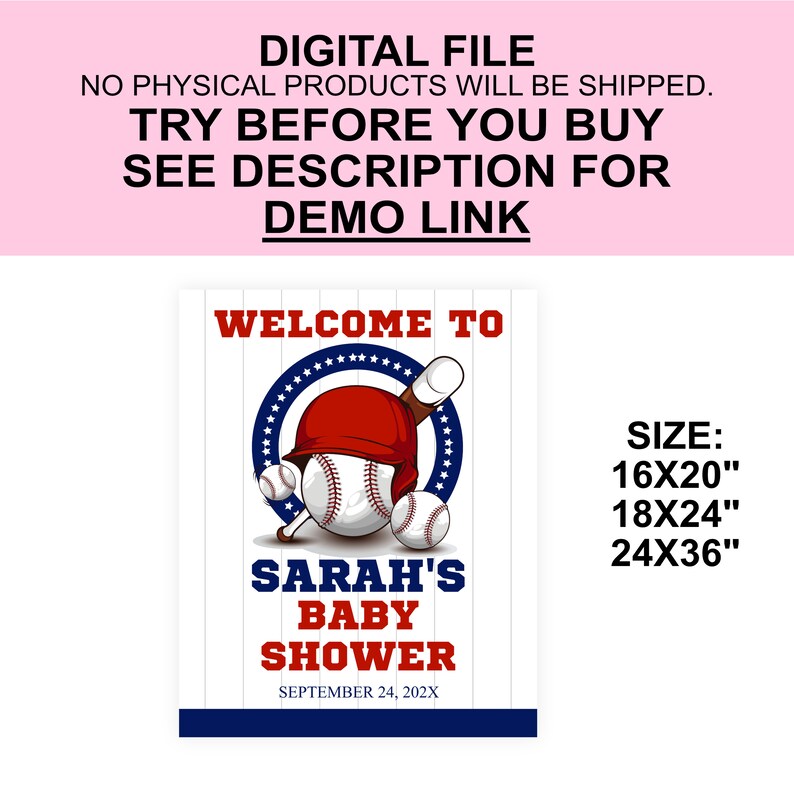 Editable Baseball Welcome Sign Baby Shower Party Blue Red - Etsy
