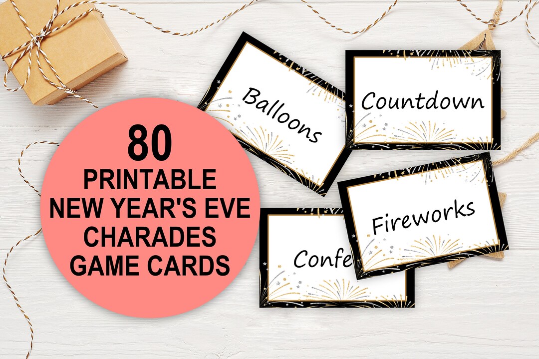 New Year's Eve Charades, Printable New Year's Eve Charades Game Cards ...