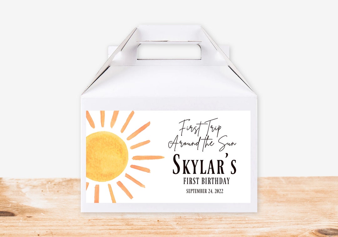 Editable Sun Gable Box Favor Label Birthday Party Treat Box - Etsy