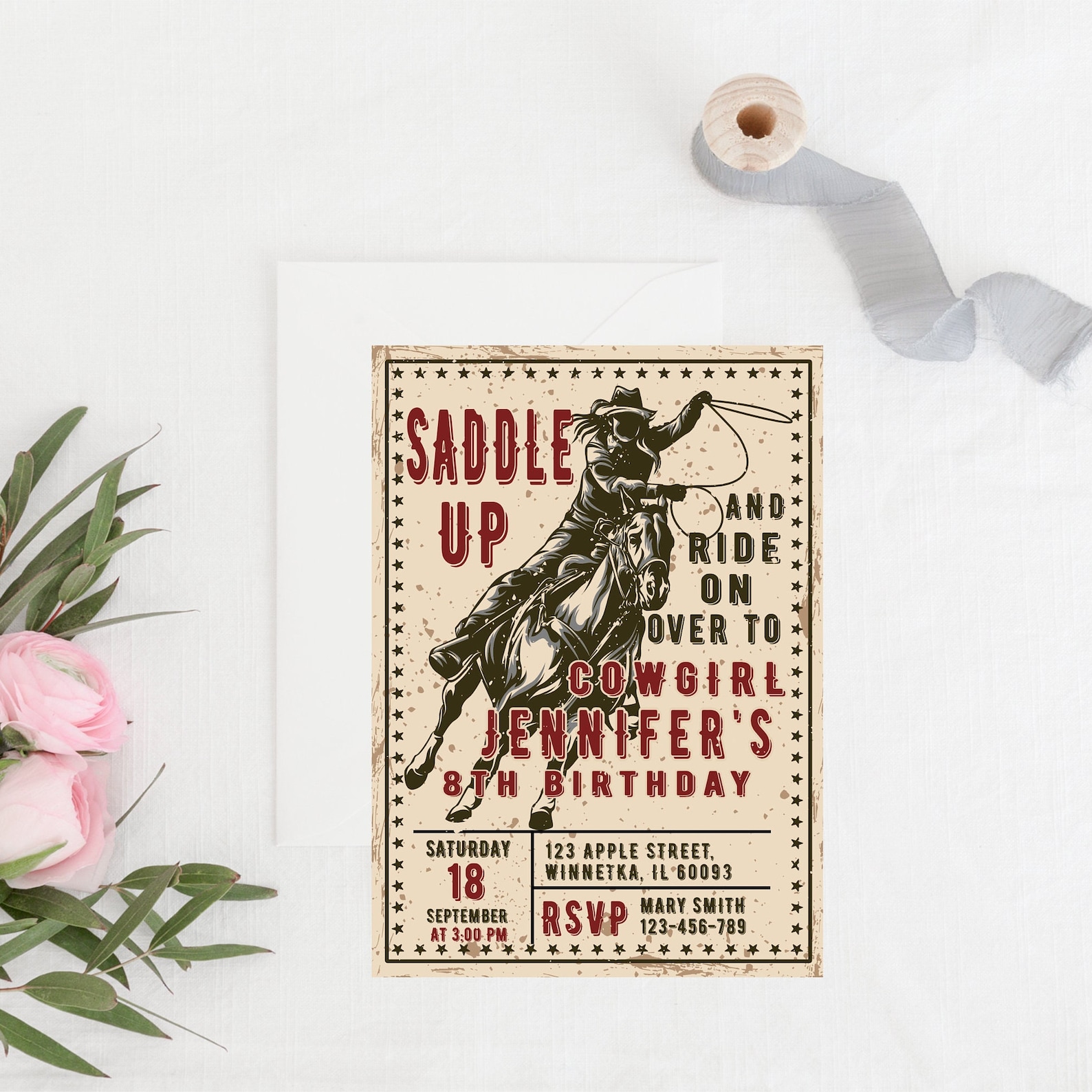 Editable Rodeo Girl Birthday Invitation Rodeo Rustic Birthday ...